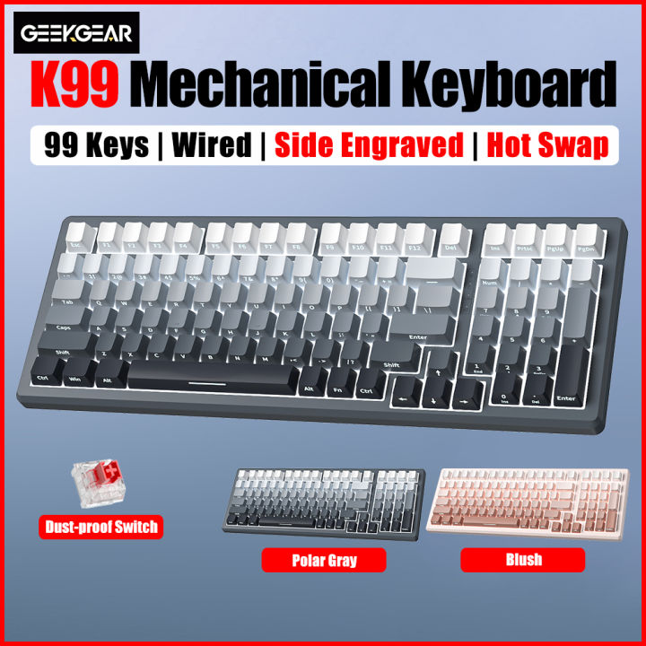 ZIFRIEND กุญแจ K99 99keys แบบมีสายคีย์บอร์ดแบบกลไก PBT ด้านข้างสลักใต้ตำแหน่งแสงคีย์บอร์ดเล่นเกม ...