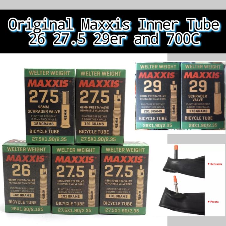 MAXXIS Inner Tube 48MM 1 Piece 26 27.5 29 and 700C - Presta and ...