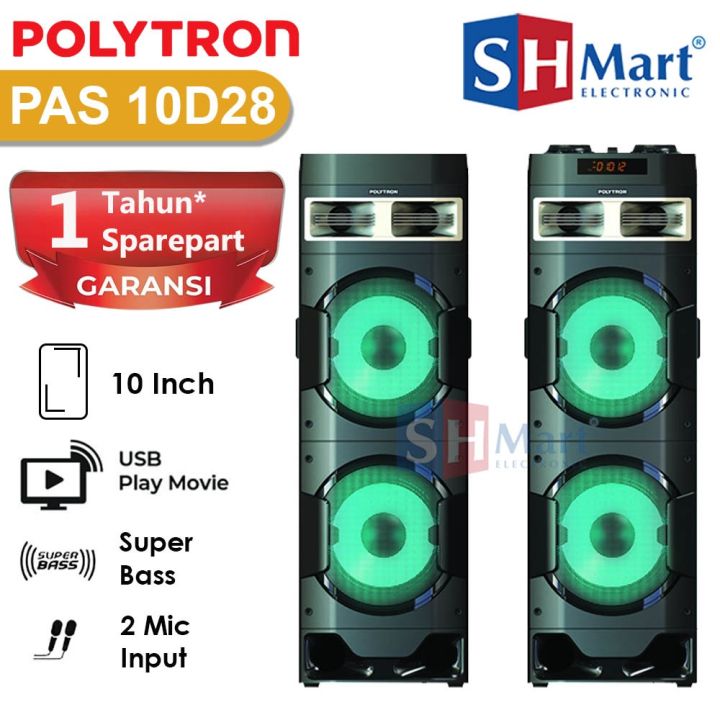 SPEAKER POLYTRON PAS-10D28 / 10D28 DOUBLE SUBWOOFER + VIDEO OUT GARANSI ...