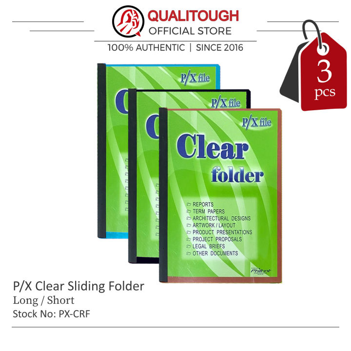 3pcs P/X Clear Sliding Folder – Long and Short [PX-CRF] | Office ...