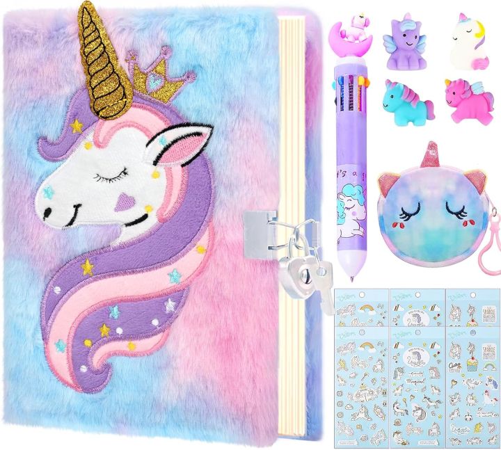 Fluffy Diary with Lock for girls, 6 7 8 year old girl birthday gifts ...