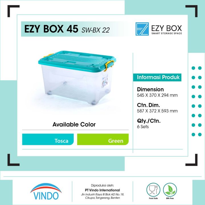 Ezy Box Container Box Plastik 45 Liter Kotak Penyimpanan 10 liter, 15 ...