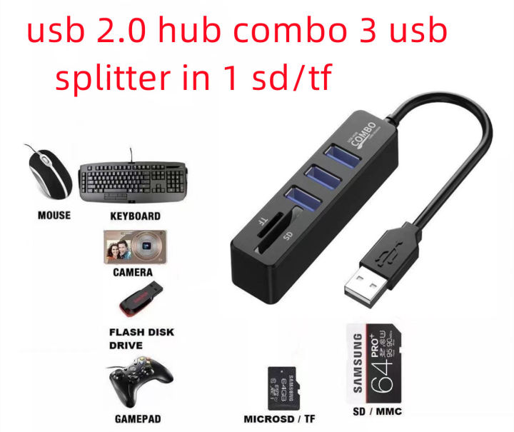 usb 2.0 hub combo 3 พอร์ต ความเร็วสูง usb splitter in 1 sd/tf | Lazada ...