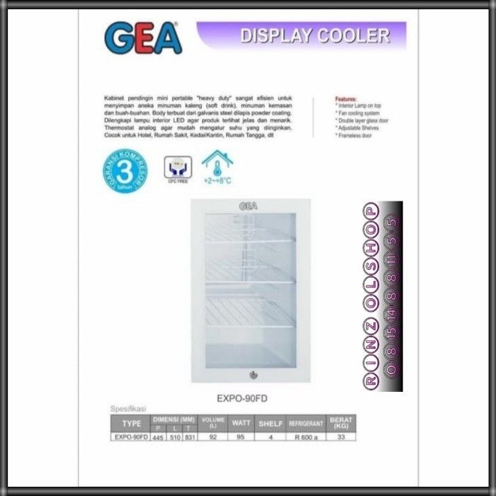 SHOWCASE GEA EXPO-90FD DISPLAY COOLER LEMARI PENDINGIN EXPO90FD ...