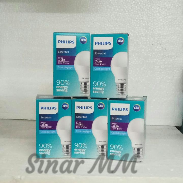 Paket 5... Lampu Philips Led Essential 5 watt PUTIH / 5 pcs | Lazada Indonesia