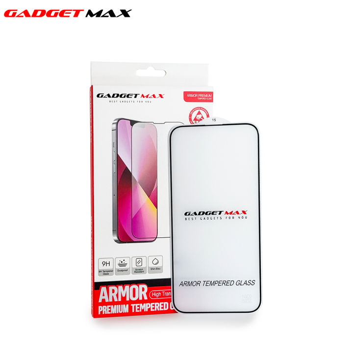 GADGET MAX-- ARMOR IPHONE 15 PRO 6.1" 2.5D ANTI -STATIC TEMPERED GLASS ...