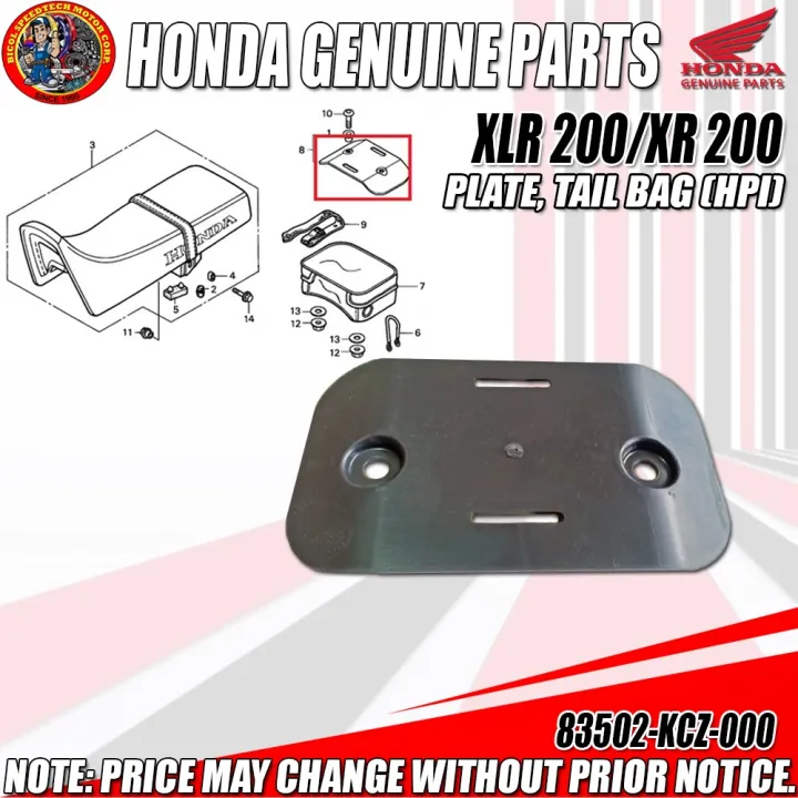 XLR 200/XR 200 PLATE TAIL BAG (HPI) (Genuine: 83502-KCZ-000) | Lazada PH