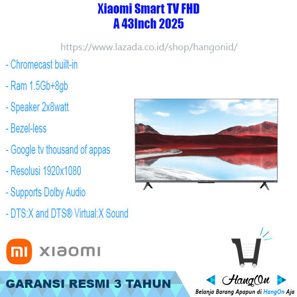 Xiaomi TV A2 43" 43 Inch FHD Smart TV Android 11 Mi Digital Dolby DTS ...