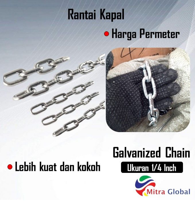 PER 1 Meter Rantai Besi Pagar Ukuran 6mm Meteran / Rantai Besi Rantai ...