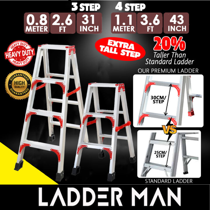3/4 Step Ladderman Extra Tall Aluminium Double Sided Ladder Multi ...
