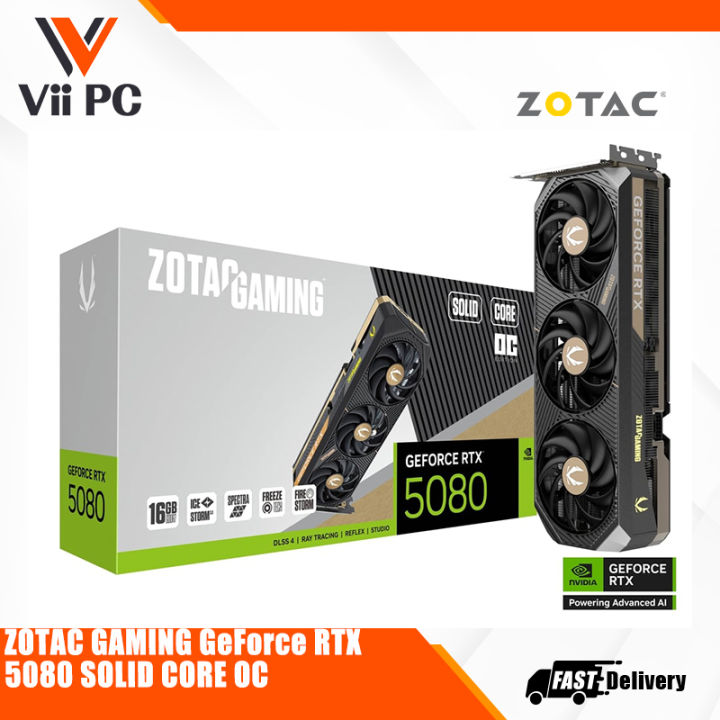 ZOTAC GAMING GeForce RTX 5080 SOLID CORE SOLID OC 16GB GDDR7 OC GAMING ...