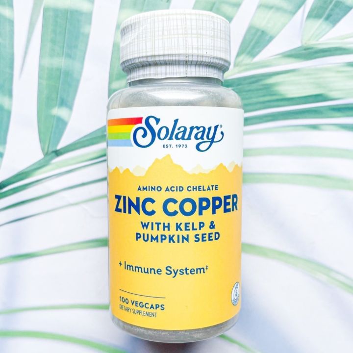 ธาตุสังกะสี+ทองแดง Zinc Copper 100 VegCaps (Solaray®) | Lazada.co.th