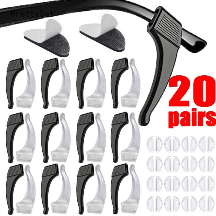 【PrettySet】20Pairs Silicone Anti-slip Ear Hook Glasses Leg Ear Sleeve ...