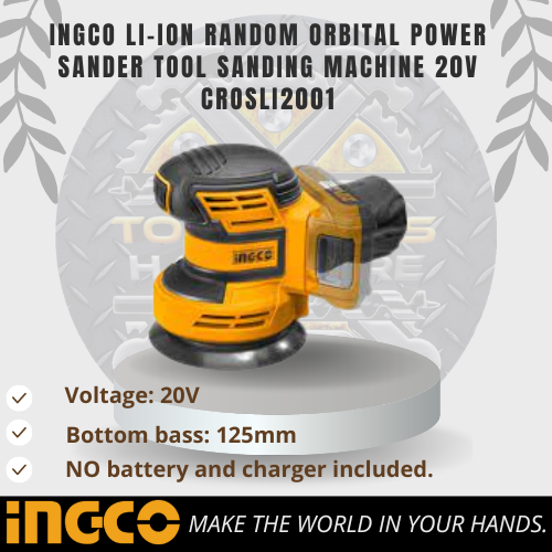 INGCO Original Cordless Li-ion Random Orbital Power Sander Tool Sanding ...