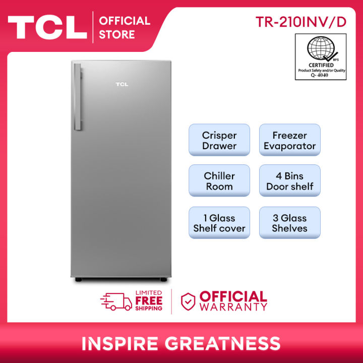 TCL 7.0 cu. ft. Single By Inverter Refrigerator TR-210INV/D REF | Lazada PH