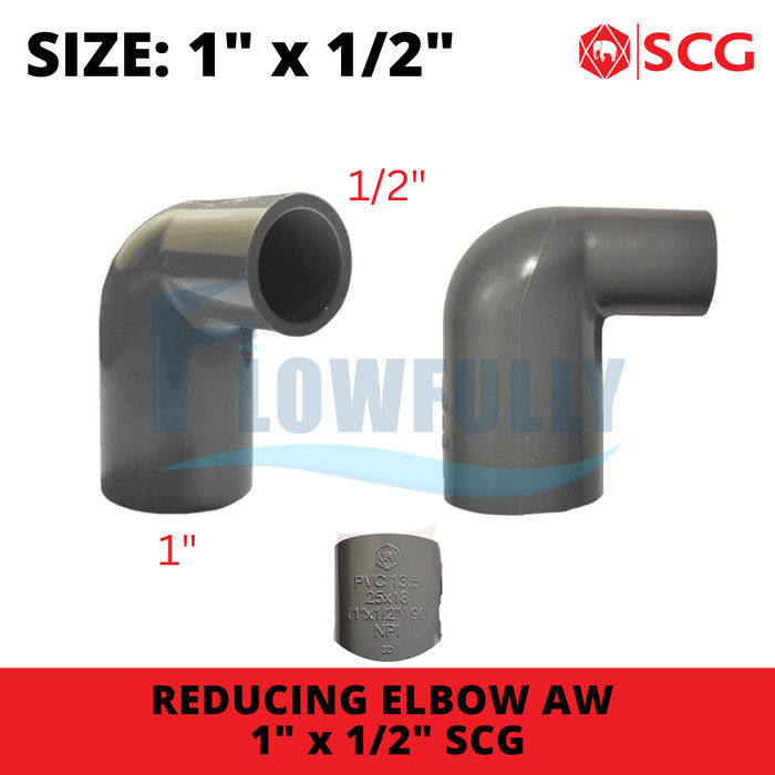 REDUCING ELBOW AW 1 x 1/2 SCG PVC TS REDUCER VERLOP VLOK OVERLOOP KNEE ...