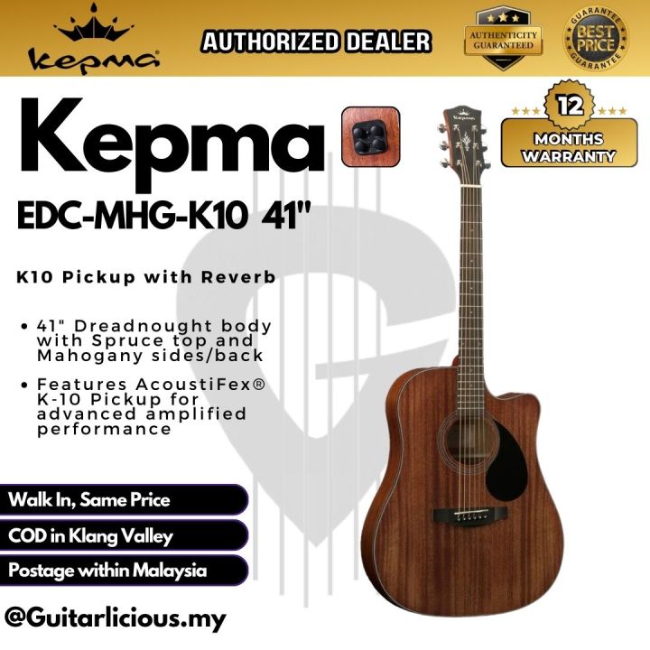 KEPMA EDC 41 inch Dreadnought Semi Acoustic Guitar w AcoustiFex® K-10 ...