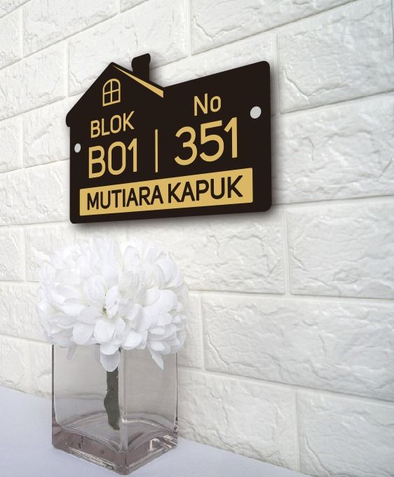 Plat Rumah / Plat Nomor Rumah Akrilik / Nomor Rumah Akrilik Gold ...
