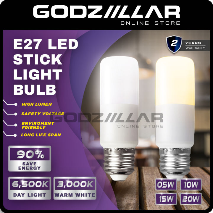 E27 LED Stick Light Bulb Mentol Lampu Energy Saving Lamp Lighting 5W 10W 15W 20W | Lazada