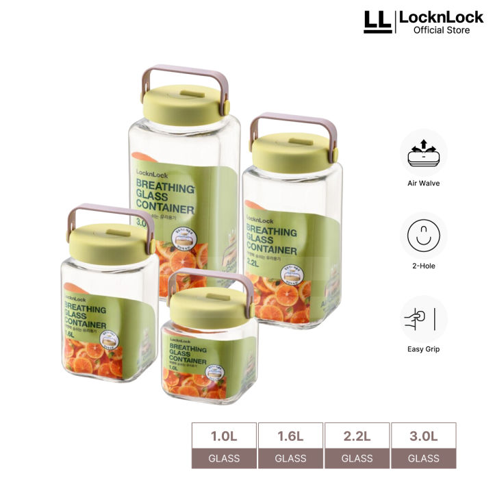 LocknLock Toples Kaca Penyimpan Makanan Breathing Glass Container ...