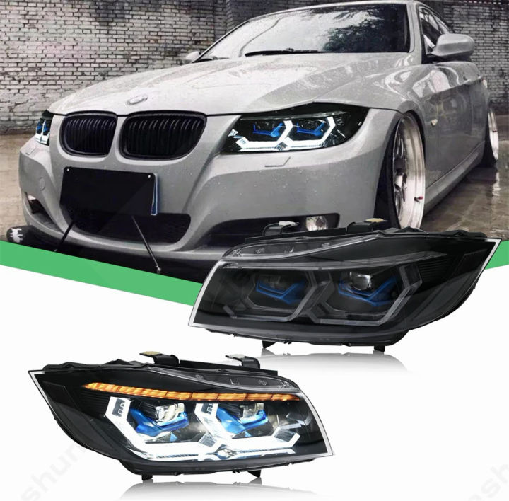 Headlights For 2005-2012 BMW E90 E91 328i 335i 3-Series 4dr Sedan LED Headlight Assembly Front ...