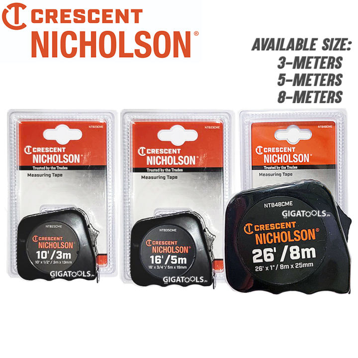 Crescent by Nicholson Tape Measure ( 3m, 5m, 8m ) ( Black ) ( TAPMSR ...