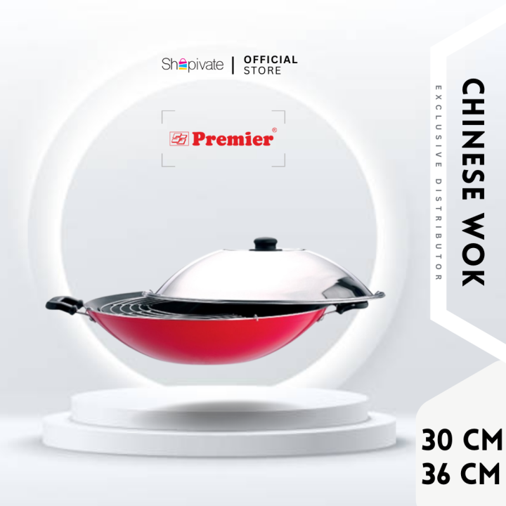 Premier Non Stick CHINESE WOK with Stainless Steel Lid 30cm / 36cm | Lazada