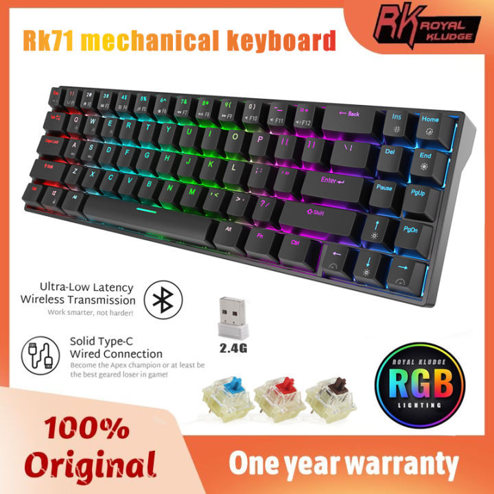 Royal Kludge RK71 RGB 70% Hot swappable Dual Mode Mechanical Keyboard ...