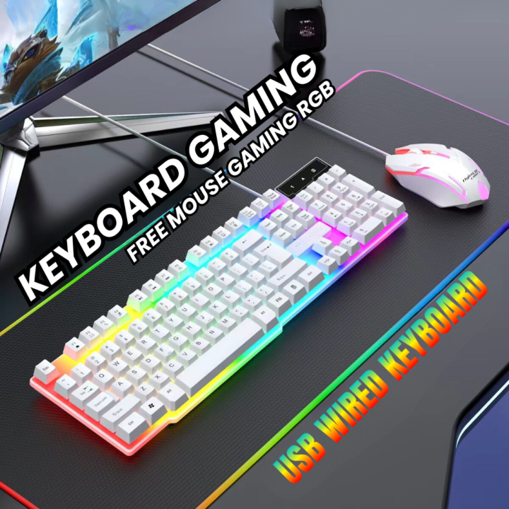 Original - Keyboard hp dan Mouse Combo RGB Keyboard pc LED usb untuk ...