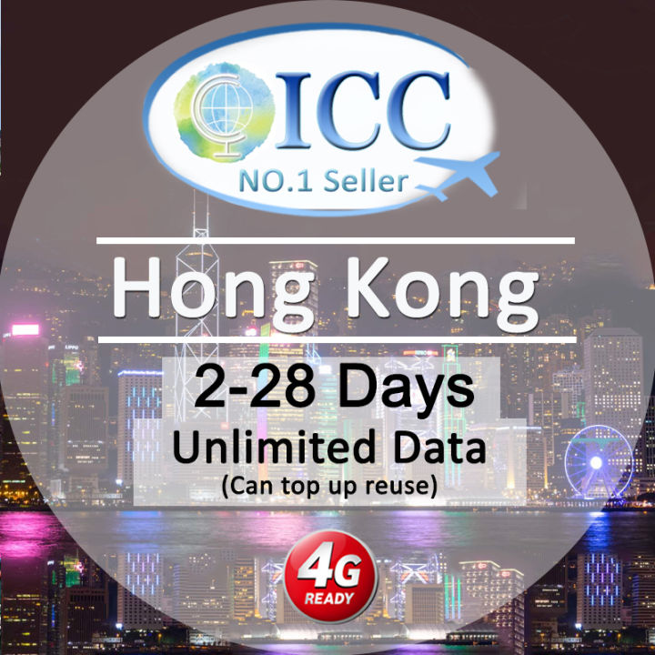 ICC HongKong (HK) 2-28 Days Unlimited Data SIM Card (Can top up and ...