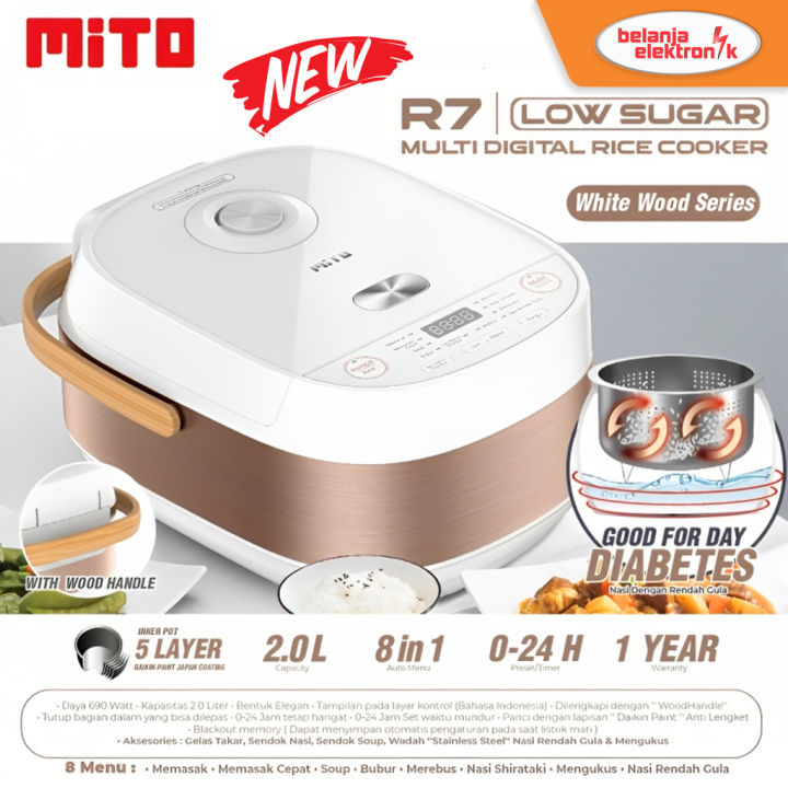 MITO Digital Rice Cooker R7 Low Sugar 2 Ltr 8 In 1 Japan Quality ...