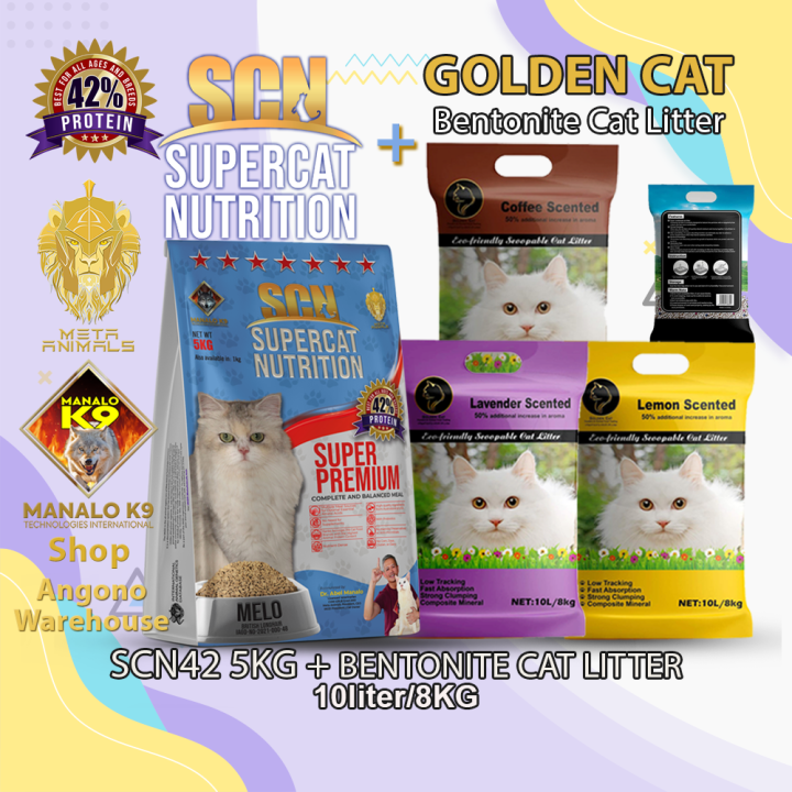SUPERCAT NUTRITION SCN42 5KG + GOLDEN CAT Bentonite Cat Litter 10Liters ...