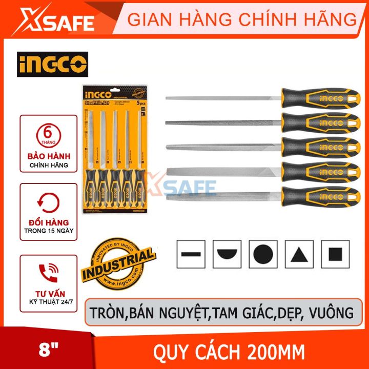 Bộ giũa thép 5 chi tiết INGCO HKTFS0508 Bộ 5 dũa sắt quy cách 8"(200mm ...