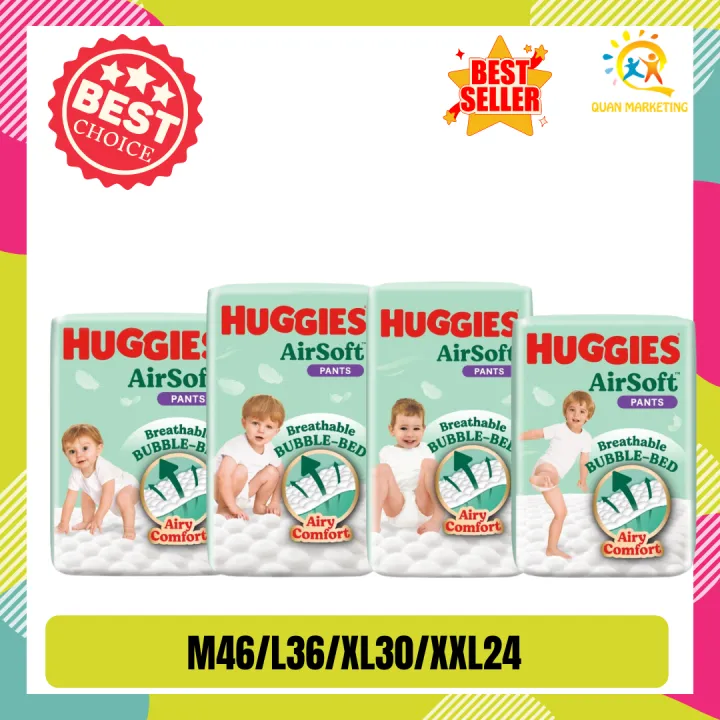 Huggies AirSoft Pants Super Jumbo - M46/L36/XL30/XXL24 (1 Packs) | Lazada
