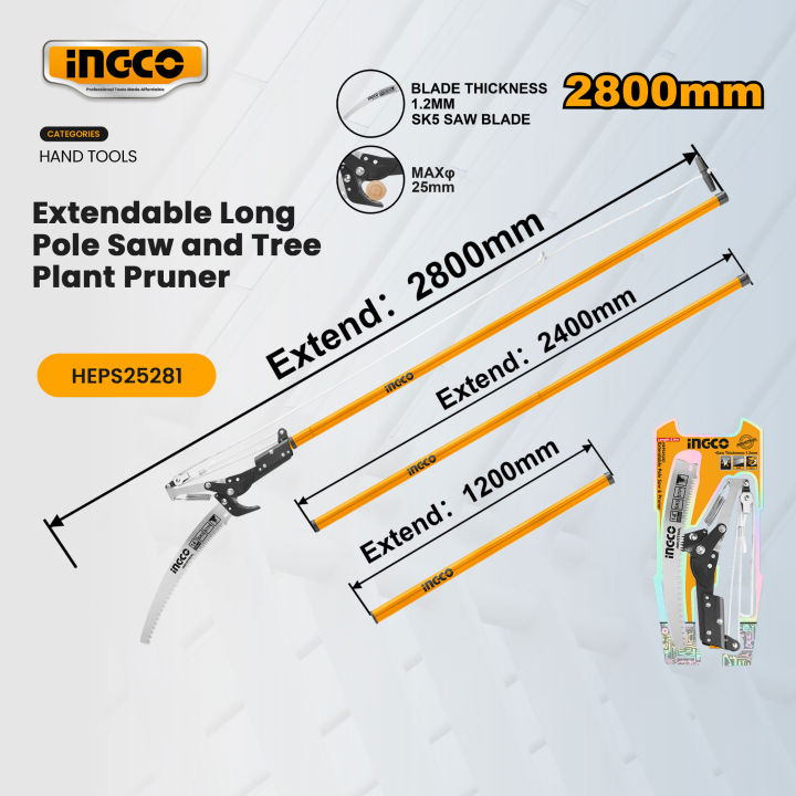 INGCO Extendable Long Pole Saw and Tree Plant Pruner HEPS25281 IHT ...