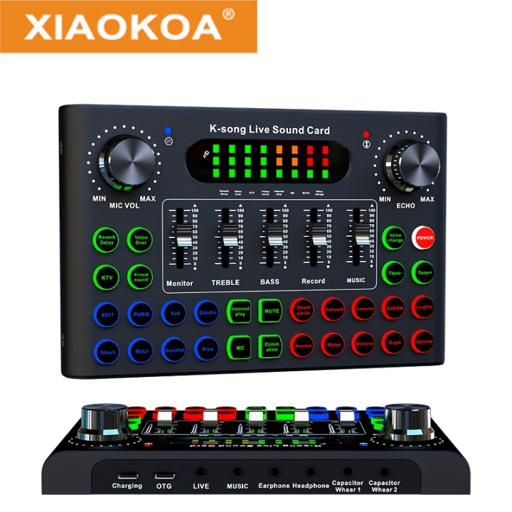 XIAOKOA อินเตอร์เฟซเครื่องเสียงอุปกรณ์พอดคาสต์-ทั้งหมดในสตูดิโอผลิตพอด ...