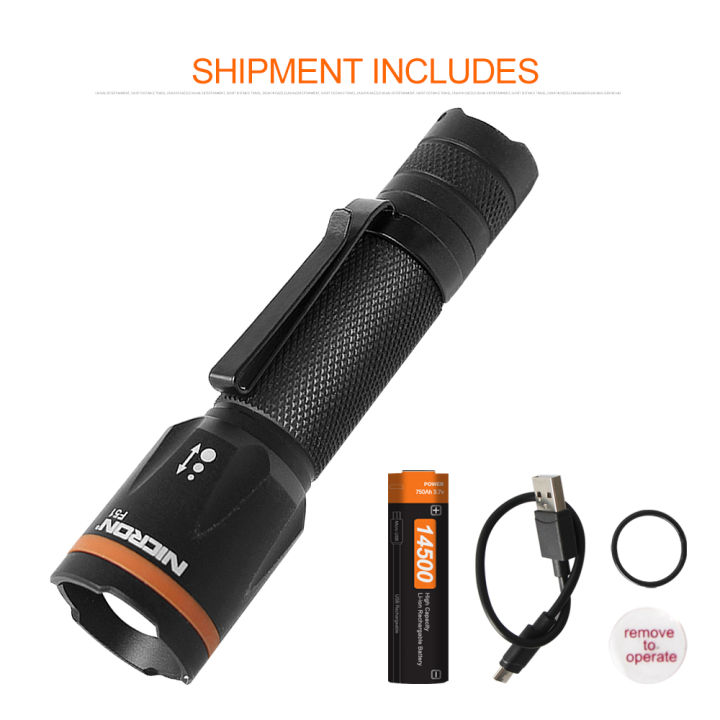 NICRON LED Flashlight F51 Dual Fuel 7W 600lumen Focus Led Light 3 Modes ...