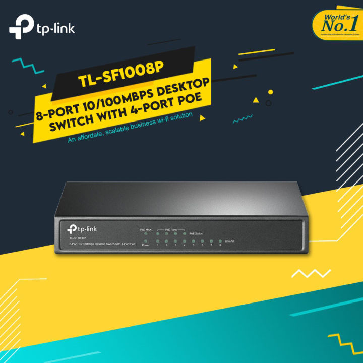 tp-link TL-SF1008P 8-Port 10/100Mbps Desktop Switch with 4-Port PoE+ ...