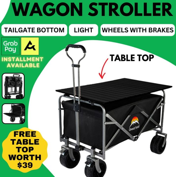 Great Bird Wagon Stroller Trolley Cart Tailgate Side Open With Table ...