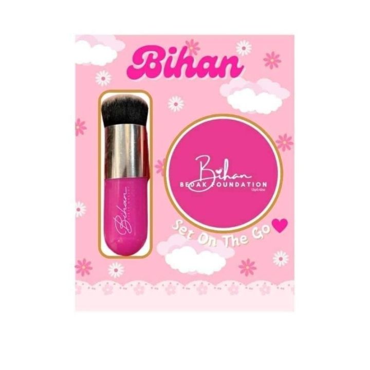 BIHAN Bedak Foundation 12gm with 3 code color Free Brush Classic/Pearl ...