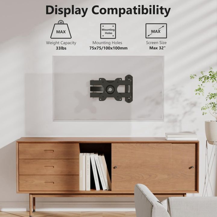 TV Wall Mount Articulating LCD Monitor Full Motion 15 Inch Extension ...