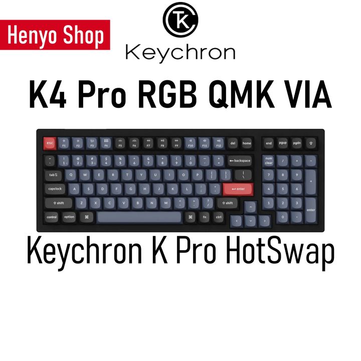 Keychron K4 Pro QMK VIA RGB Wireless Mechanical Keyboard HotSwap 100-keys 96% ANSI Layout ...