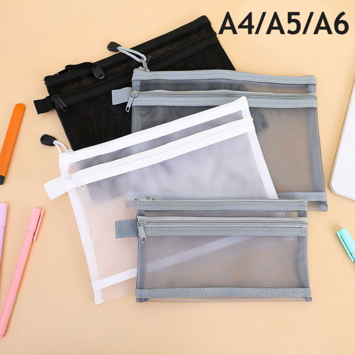 A4 A5 A6 Gridding Pencil Case Simple Transparent Document Bag Zipper ...
