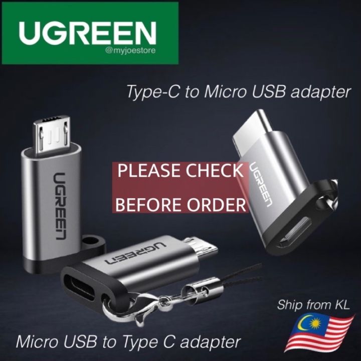 🇲🇾 UGREEN Micro USB to Type C and Type-C to Micro USB Android iPhone ...