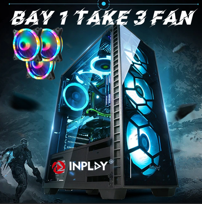 INPLAY PC Case Desktop Case Computer Case with 6 Fan Slot USB3.0 M-ATX ...