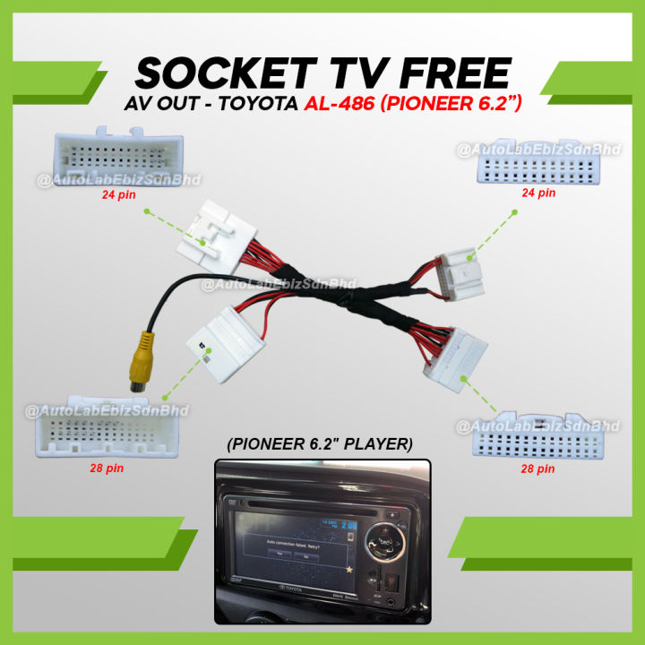 Socket TV Free / AV Out Toyota Pioneer 6.2" Player for Bypass Video in ...
