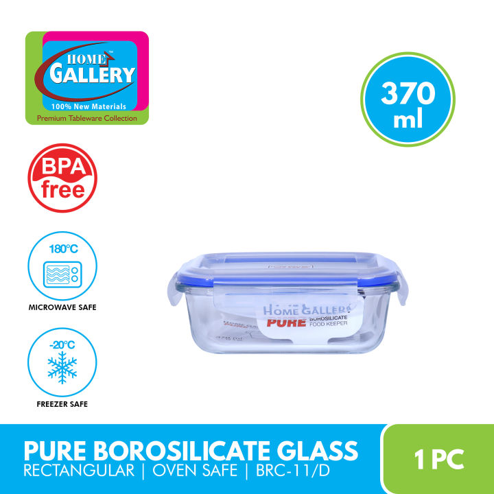 Home Gallery Pure Borosilicate Rectangular Food Keeper 370ml, 630ml. 1040ml, 1500ml | BPA Free ...