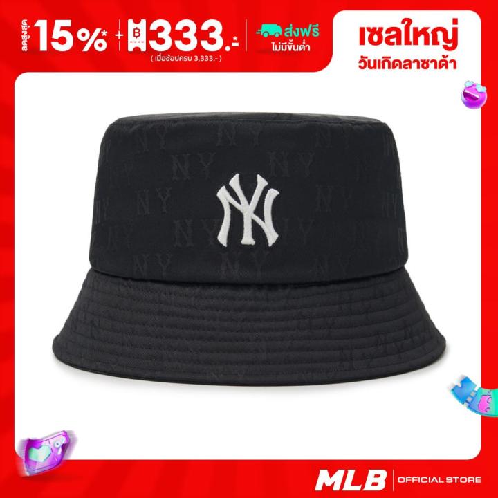 MLB หมวกบักเก็ต Unisex Classic Jacquard Monogram รุ่น 3AHTM124N 50BKS ...