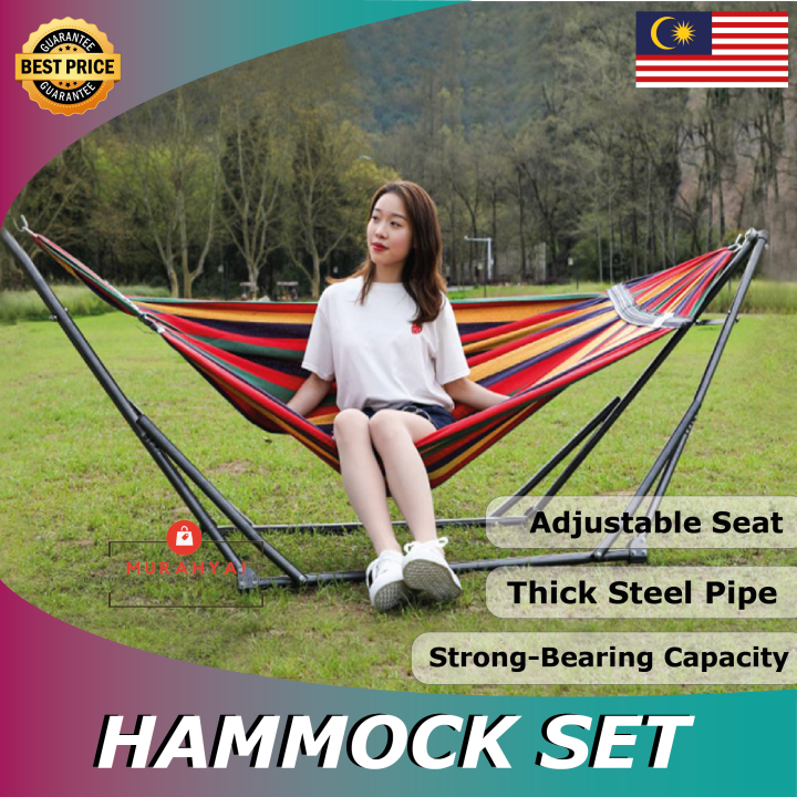 Buaian gantung camping Hammock with stand outdoor hiking folding ...