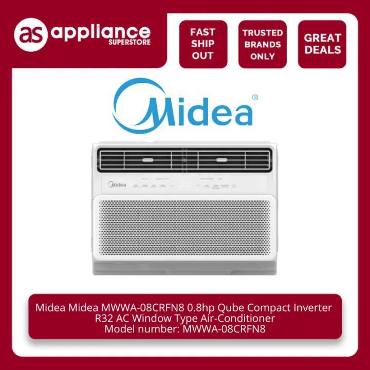 Midea MWWA-08CRFN8 0.8hp Qube Compact Inverter R32 AC Window Type Air ...